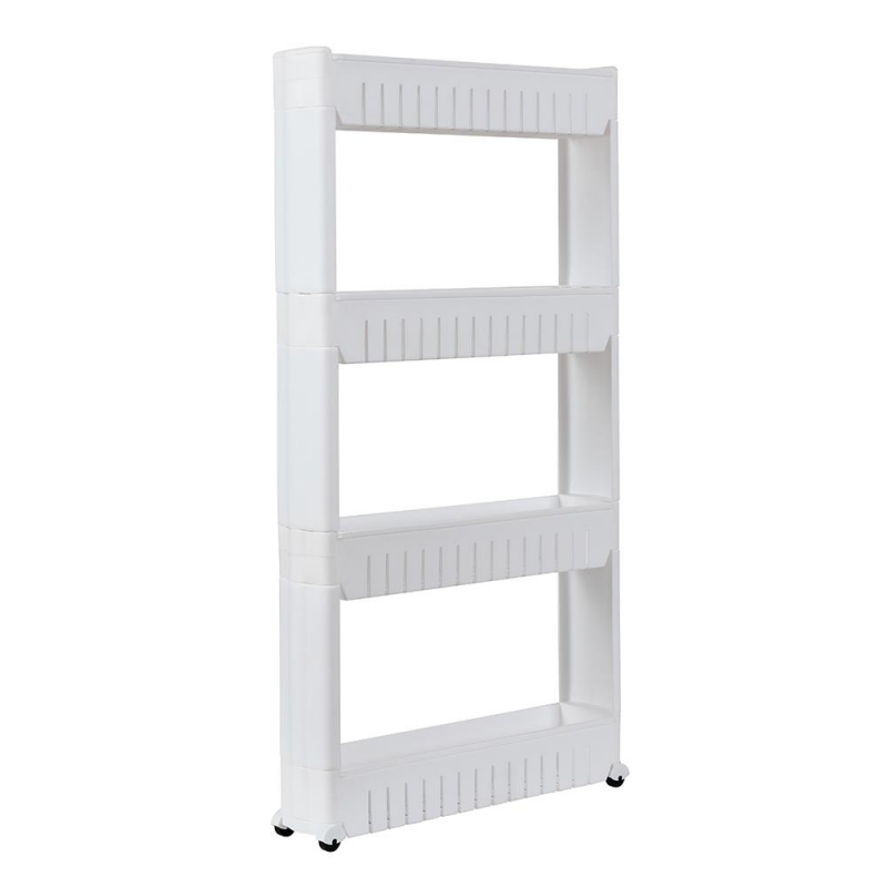 Winado 4 Layer Plastic Storage Rack Movable Shelving Unit,White - winado