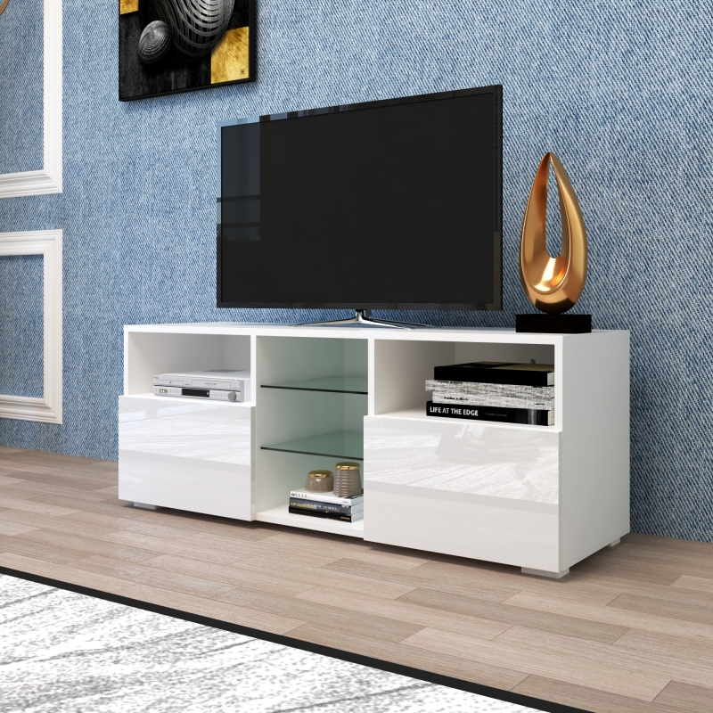 Winado TV Stand for 50Inch TV with LED Lights, Gaming Entertainment ...