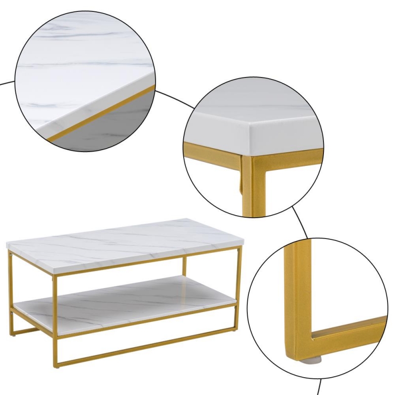 Winado Modern Coffee Table,Faux Marble Top Rectangular Coffee Table ...