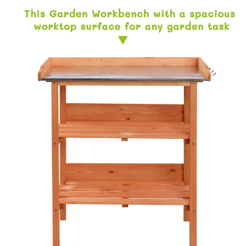 Winado Wooden Garden Workbench Three Layers Wooden Potting Bench Table ...