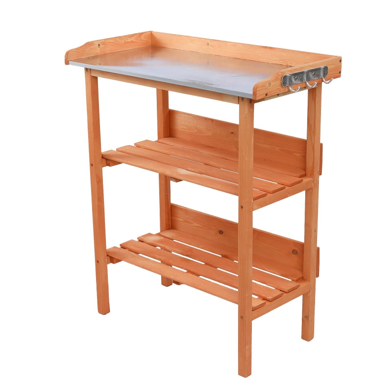Winado Wooden Garden Workbench Three Layers Wooden Potting Bench Table ...