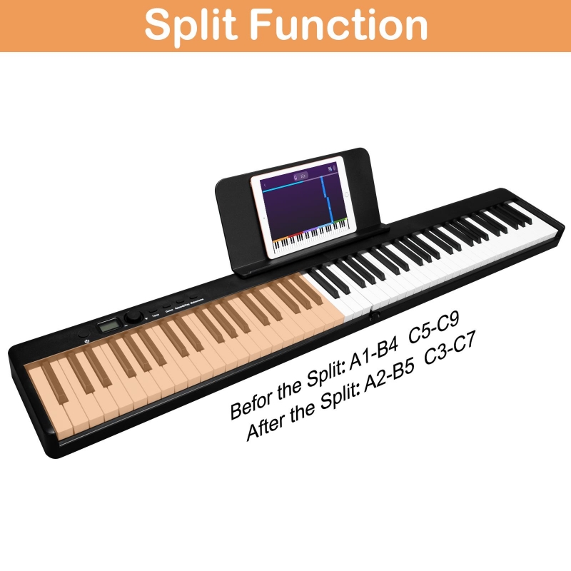 Glarry 88-Key Foldable Digital Electronic Piano Portable Keyboard with ...