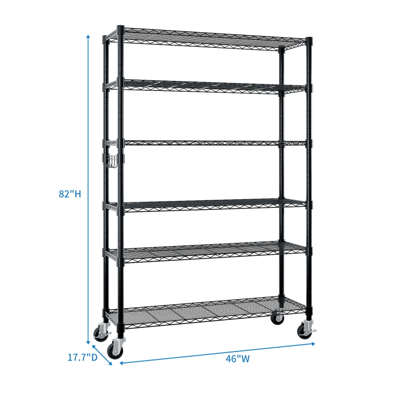 Winado 6 Tier Storage Rack with Wheels, Adjustable Wire Shelving Unit ...