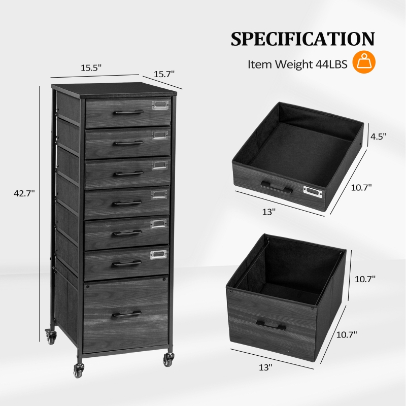 Winado 42.7" Tall Wood Six Drawers Vertical Movable File Cabinet with ...