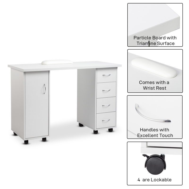 Winado Portable Nail Manicure Table Station with Wheels, Spa Beauty ...