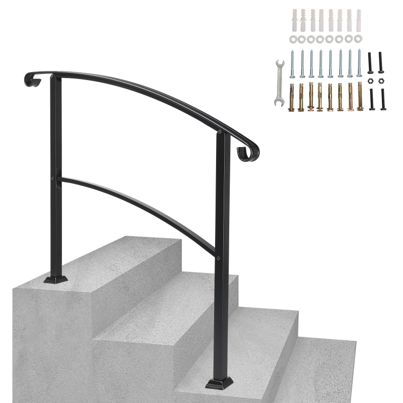 Winado Handrail for Stairs 4-Step Adjustable Stair Railing Fits 3 or 4 ...