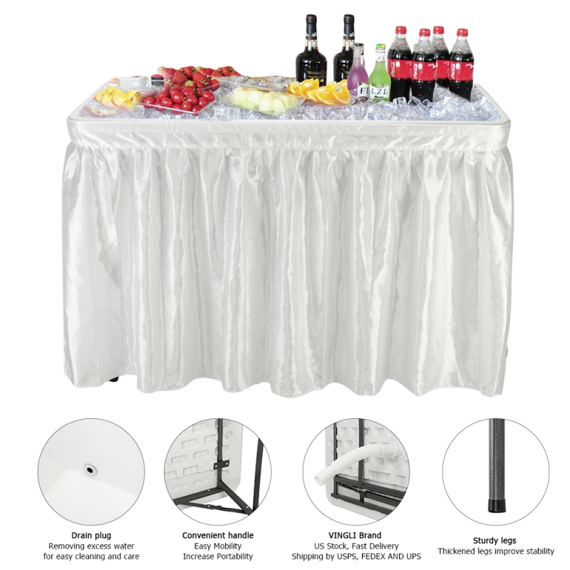 Winado 4-Foot Folding Party Ice Table with Skirt White - winado