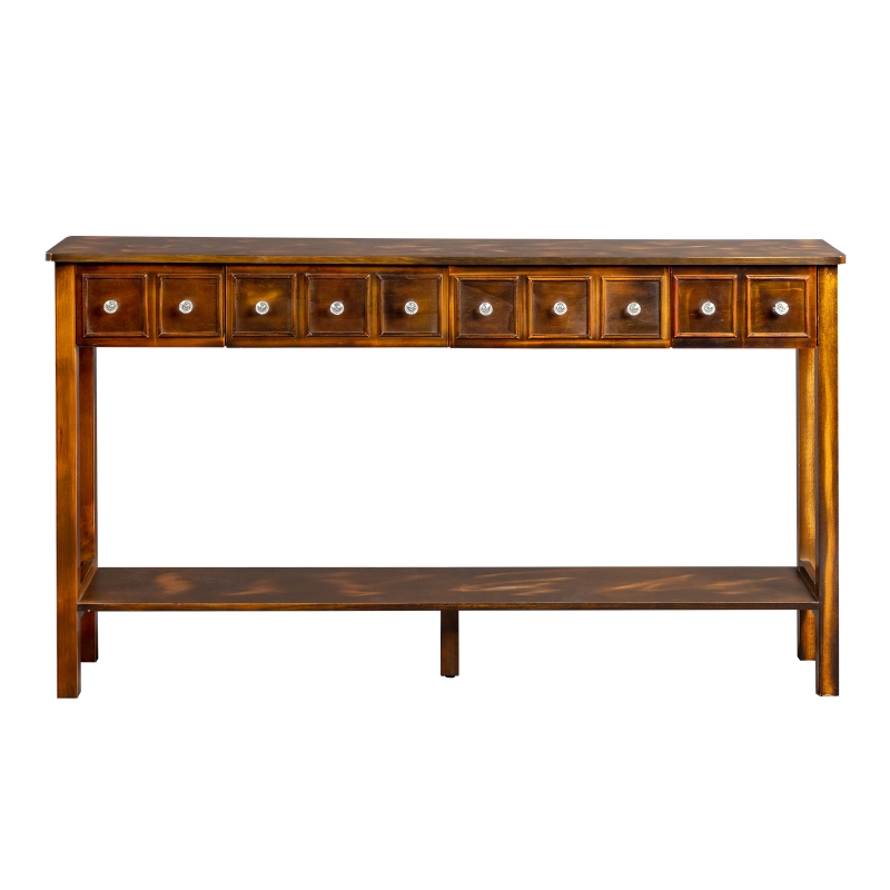 Winado 2-Tier Wood Console Sofa Table with Drawers and Shelf for Living ...